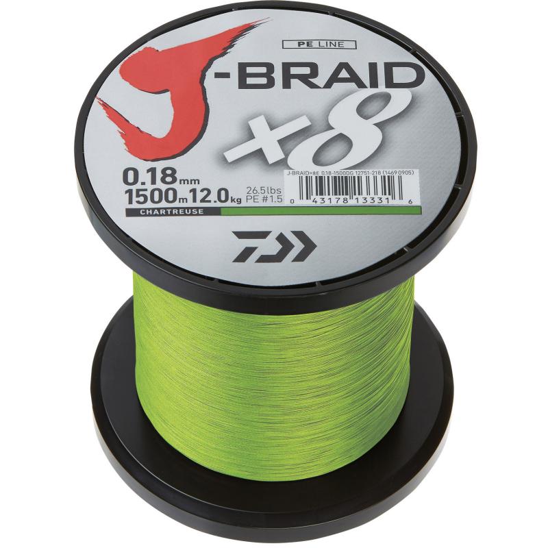 Daiwa J-Braid X8 0.10mm-1500m chart.