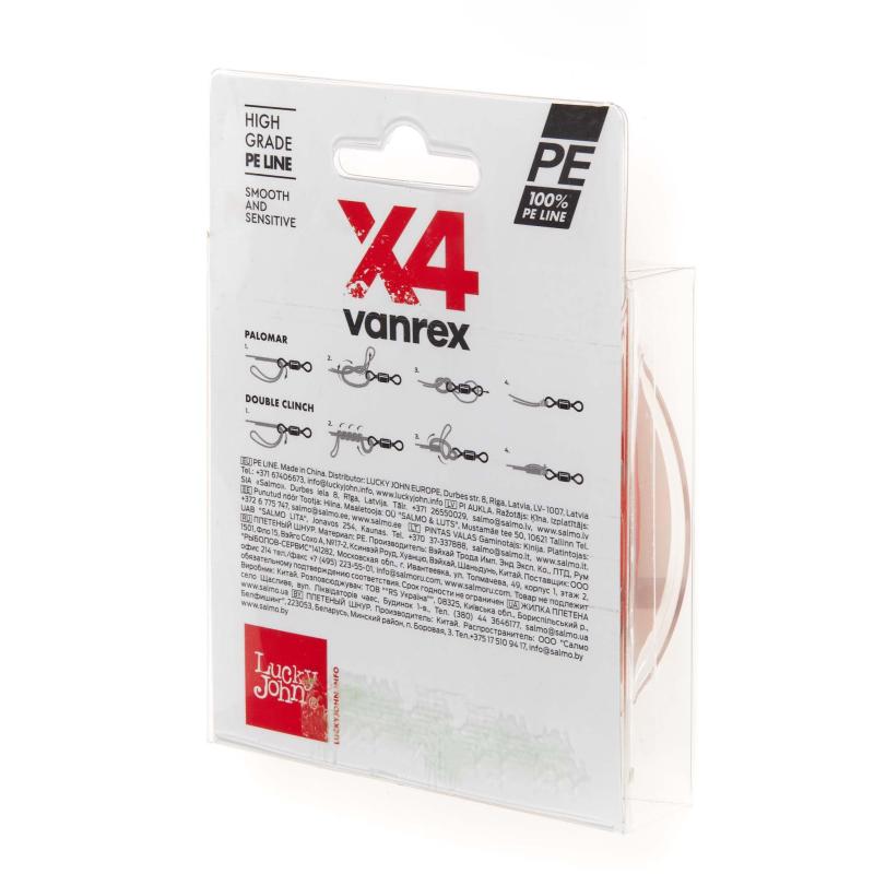Lucky John braided line VANREX X4 BRAID Fluo Orange 125m-0,08