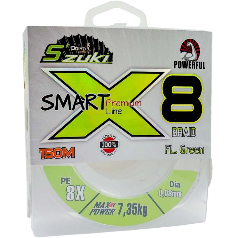 Câble intelligent DOIYO S'zuki X8 vert fluo 150 m 0,04 mm / 4,30 kg